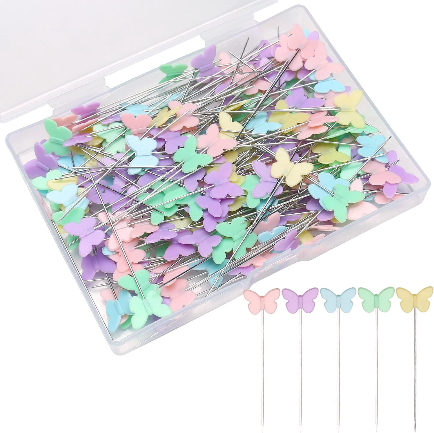 Trianu 200 Pcs Straight Pins 2" Straight Quilting Pins Multicolor Craft ...