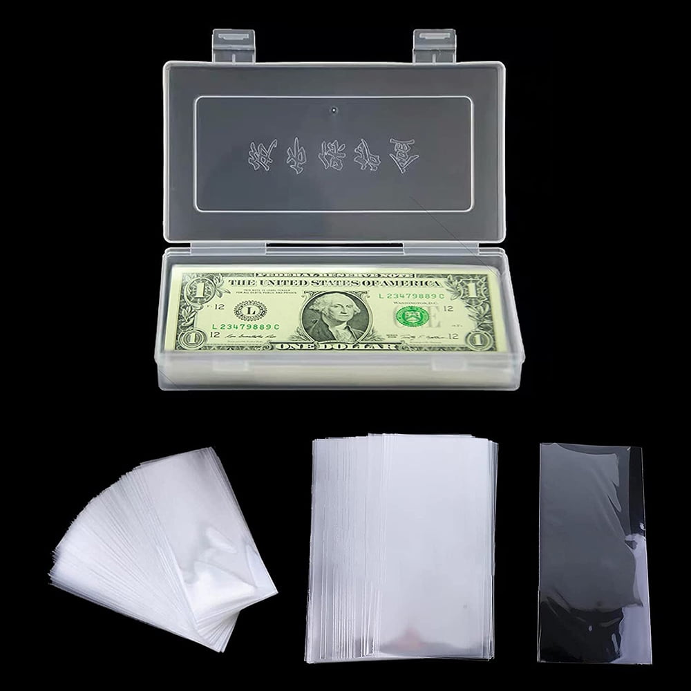Trianu 200Pcs Currency Sleeves, Transparent Dollar Bill Holders, Paper ...