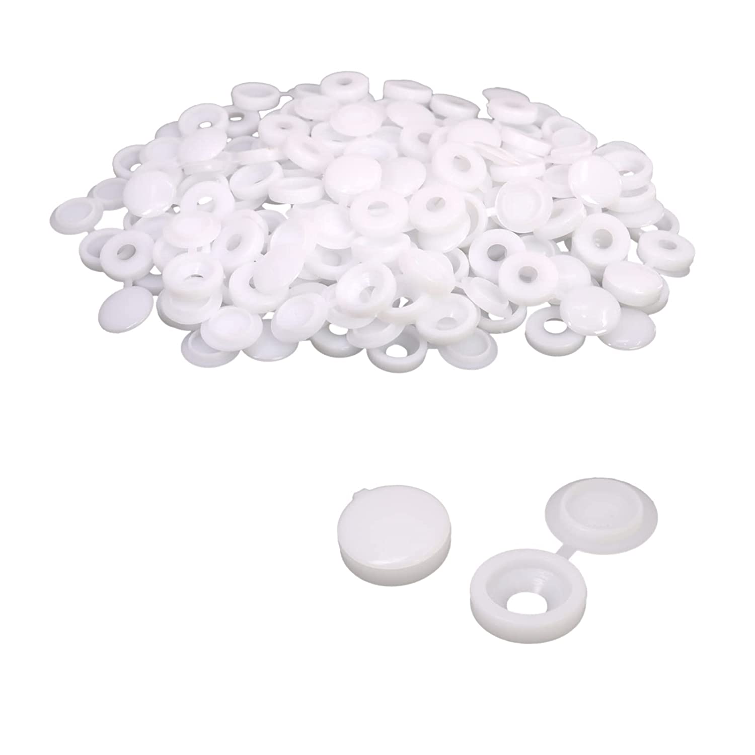 Trianu 200Pcs White Hinged Screw Cover Caps Plastic Screw Caps Fold ...
