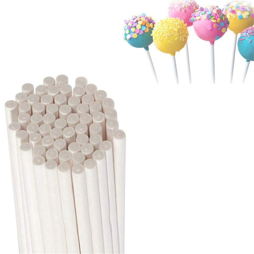 Trianu 200Pcs White Lollipop Paper Sticks 3.5mm x 100mm Cake Pops Stick ...