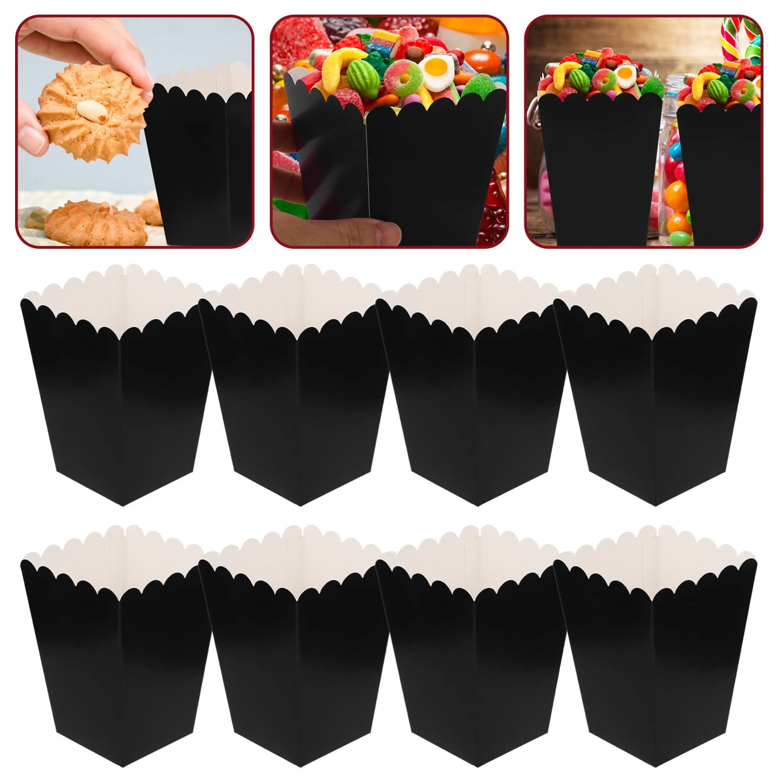 Trianu 24 Pcs Black Popcorn Boxes Cardboard Popcorn Favor Containers ...