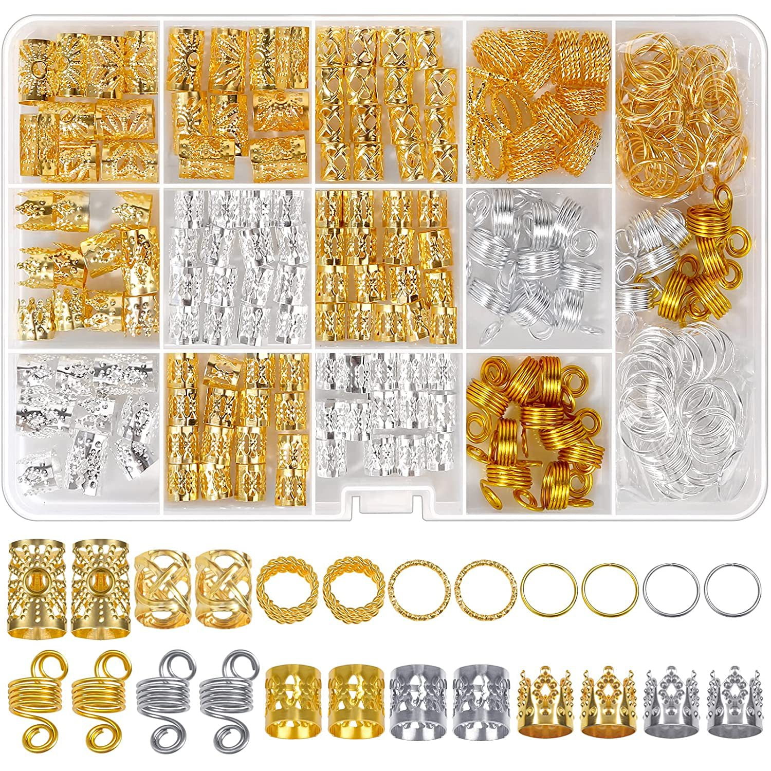 Trianu 262 Pcs Hair Jewelry for Braids Loc Jewelry Hair Decorations for ...
