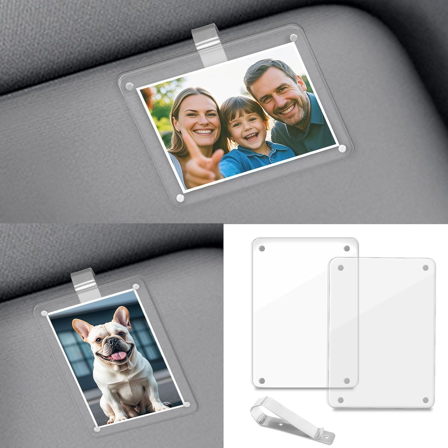 Trianu 2Pcs Car Picture Frame Visor Clip Magnetic Photo Holder 3inch ...