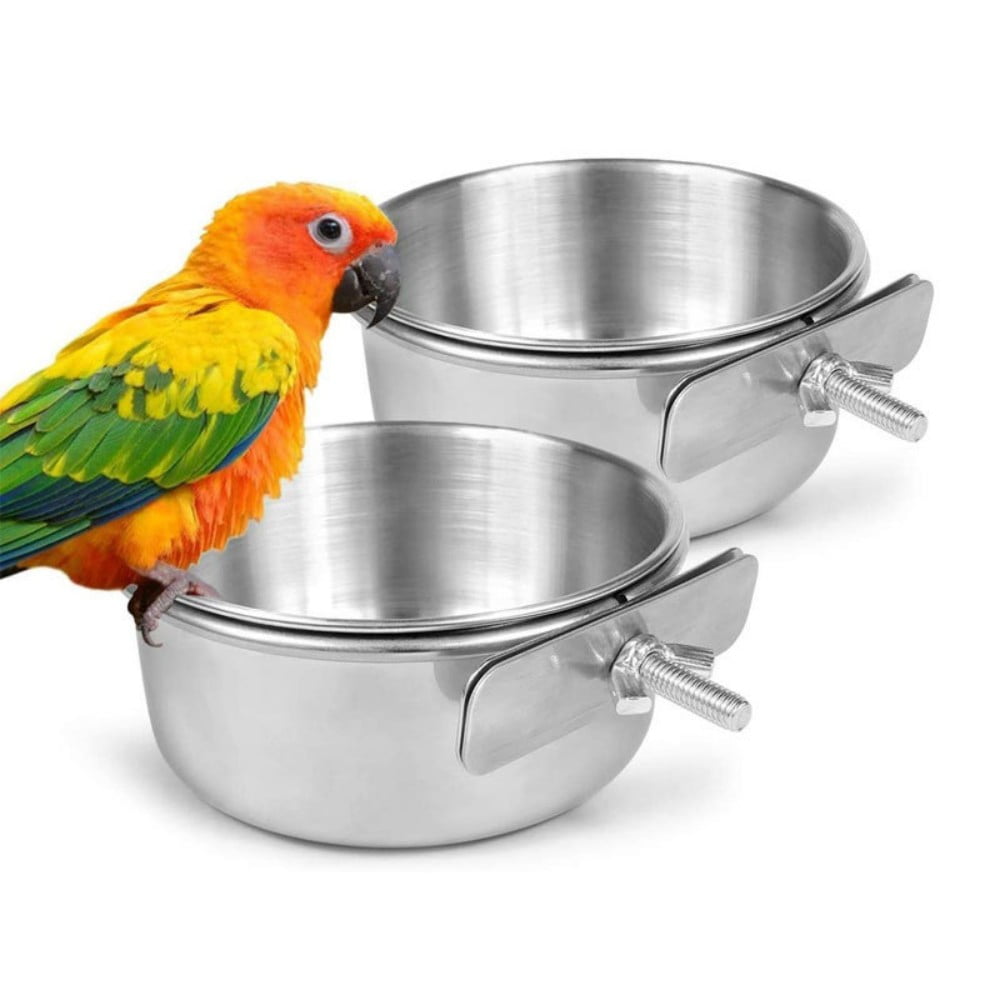 Trianu 2Pcs Stainless Steel Bird Bowls, Durable Bird Water Bowl, Bird ...