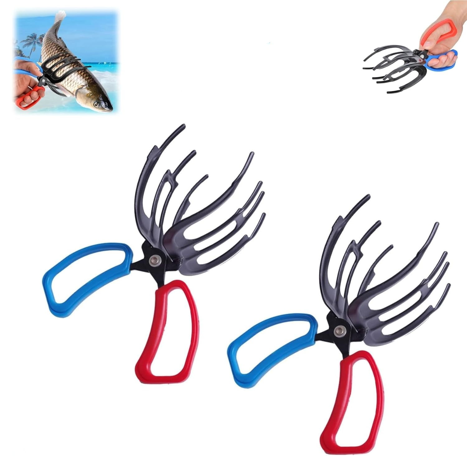 Trianu 3 Claw Fish Gripper 2 Pack Multifunctional Fish Grabber Tool ...