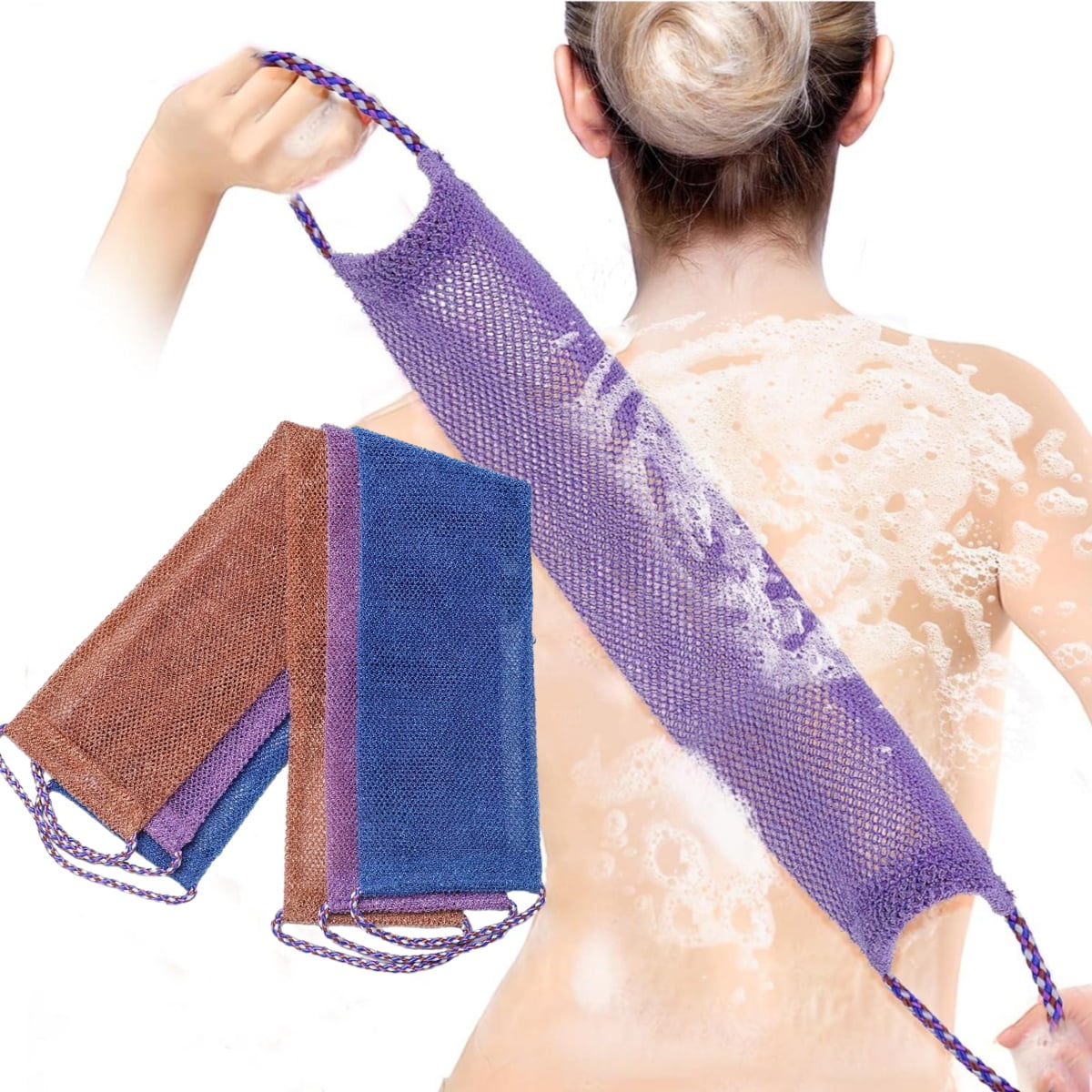 Trianu 3 Pack African Bathing Sponges African Back Scrubbers African ...