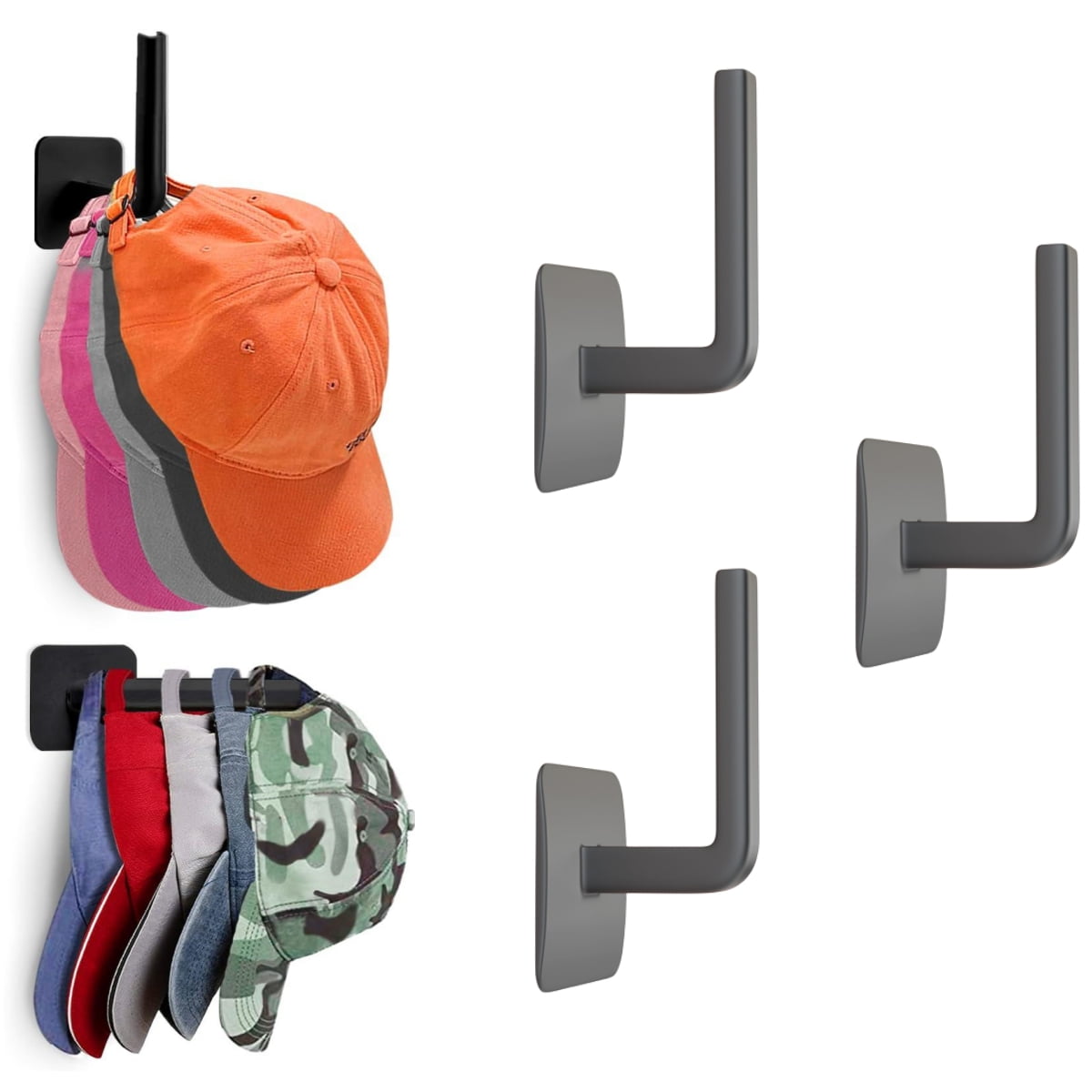 Trianu 3 Pack Hat Racks for Baseball Caps, Adhesive Hat Hooks for Walls ...