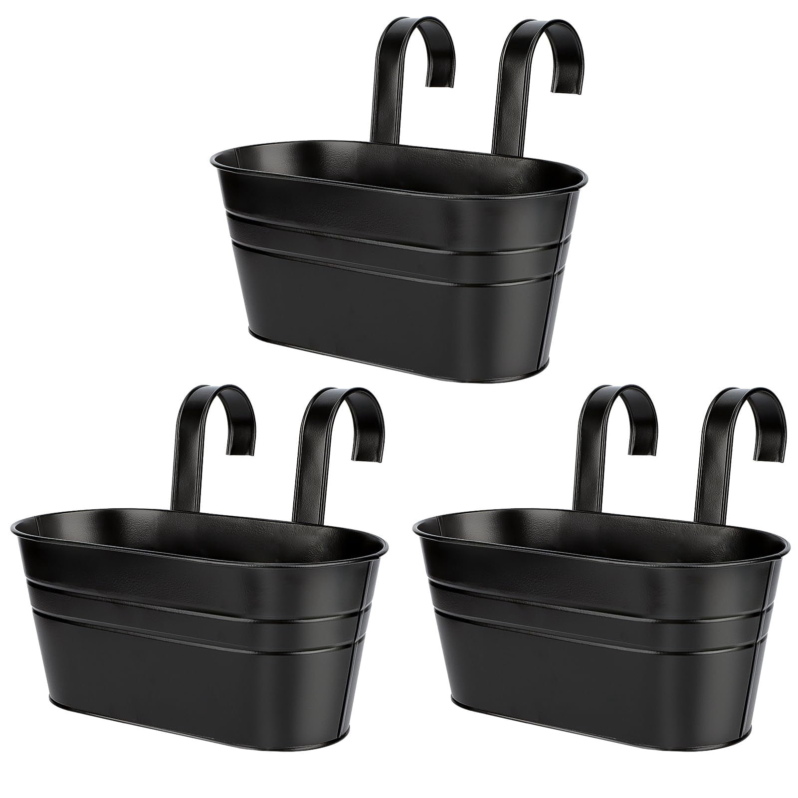 Trianu 3 Pcs Metal Hanging Flower Pot Indoor Balcony Metal Buckets with ...