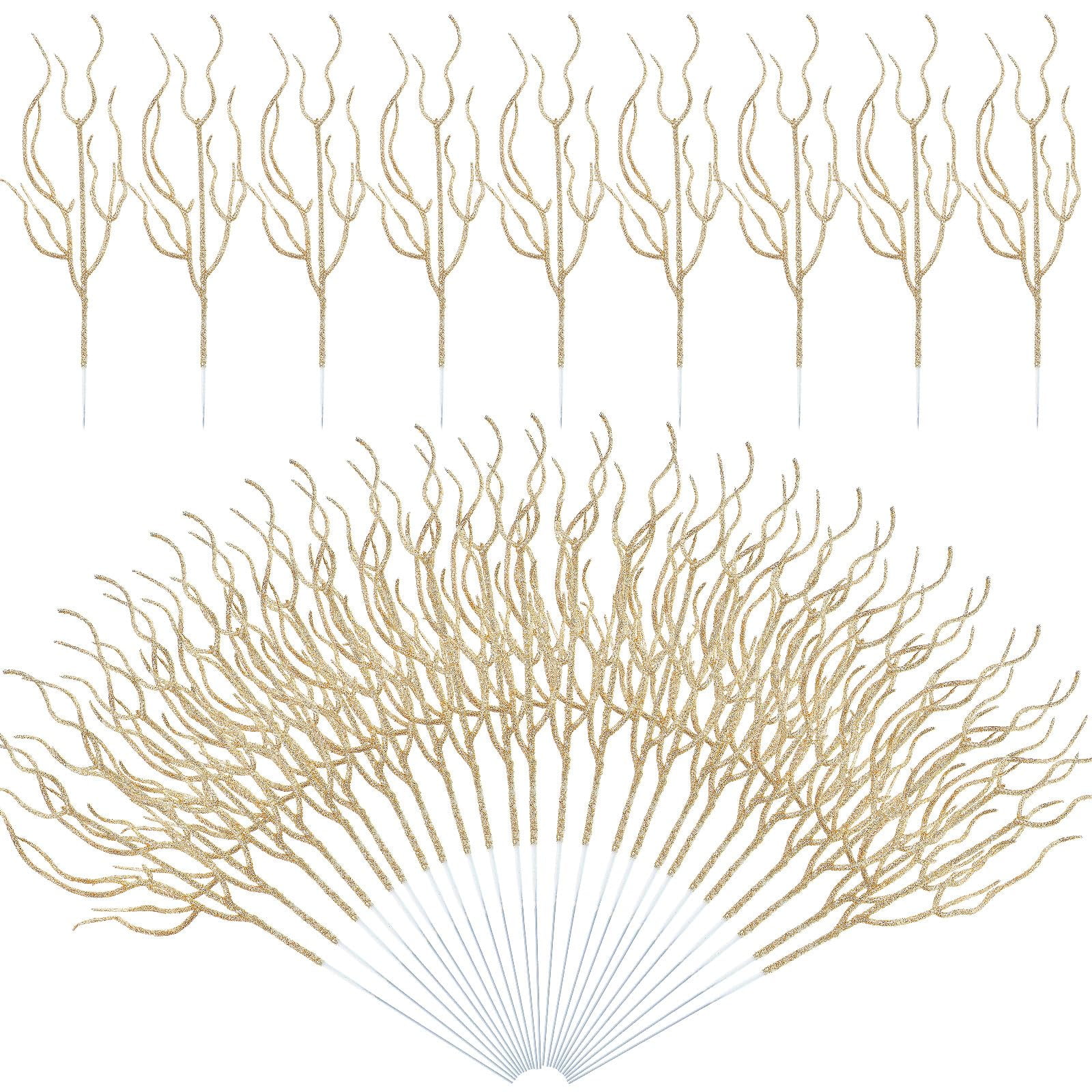 Trianu 30 Pcs Glitter Christmas Tree Pick Curly Tall Tree Filler ...