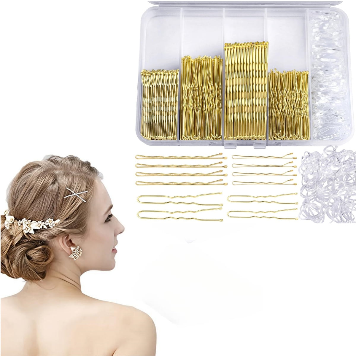 Trianu 300Pcs Hair Bun Shaper Set, 100 Bobby Pins U Shaped Hair and 100 ...