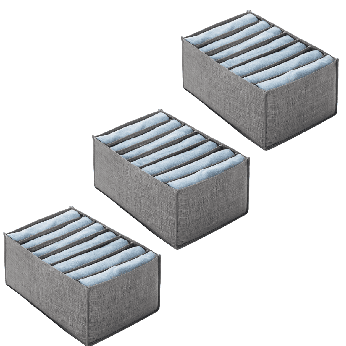 Trianu 3-Pcs Closet Organizer, Mesh Foldable 7 Grids, Washable Clothes ...