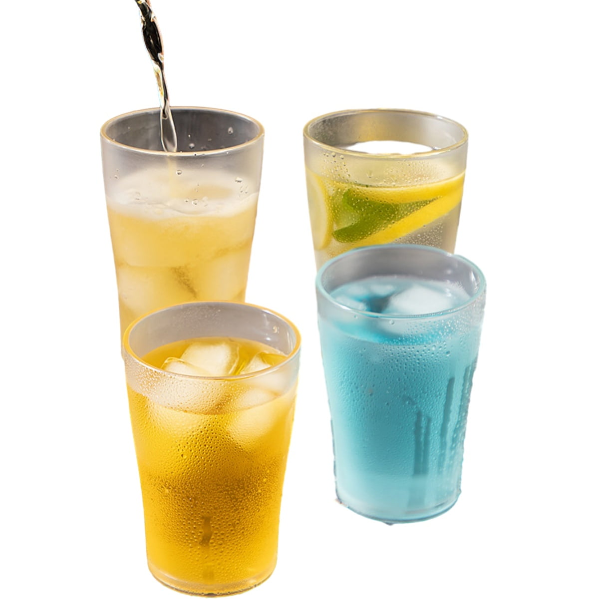 Trianu 4 Pack Clear Plastic Cup Break Resistant Drinking Glasses ...