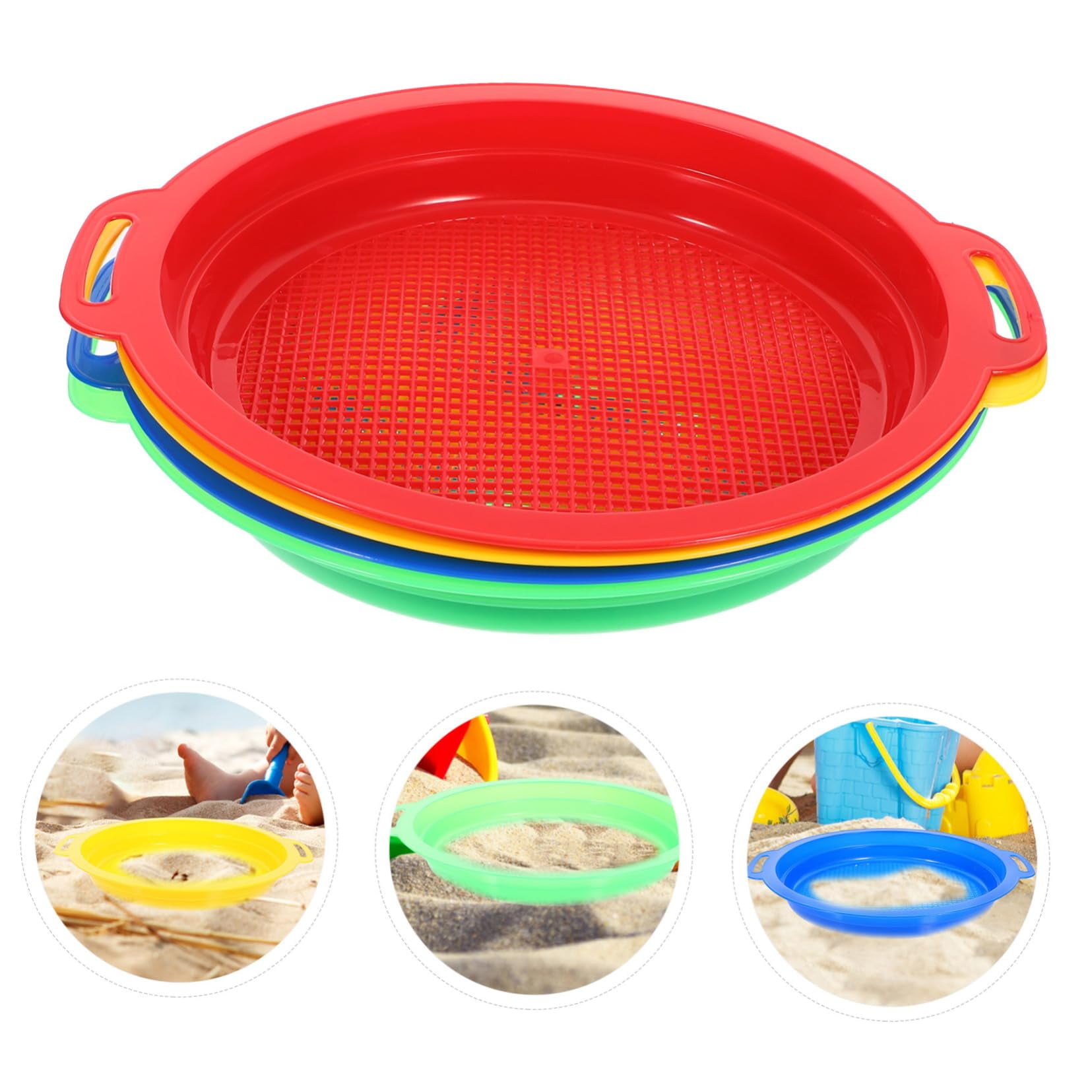 Trianu 4 Pack Sand Sifter Sieves for Beach Toys, Plastic Sand Sifting ...