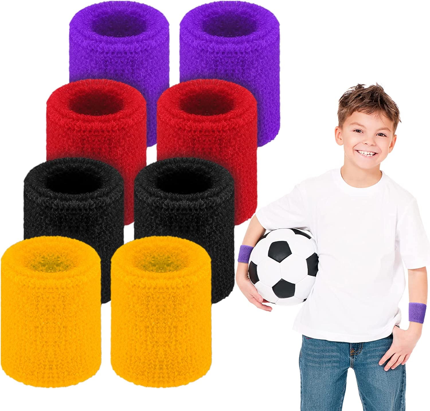 Trianu 4 Pairs Sweatbands for Kids Bulk Sweat Band Athletic Sports ...