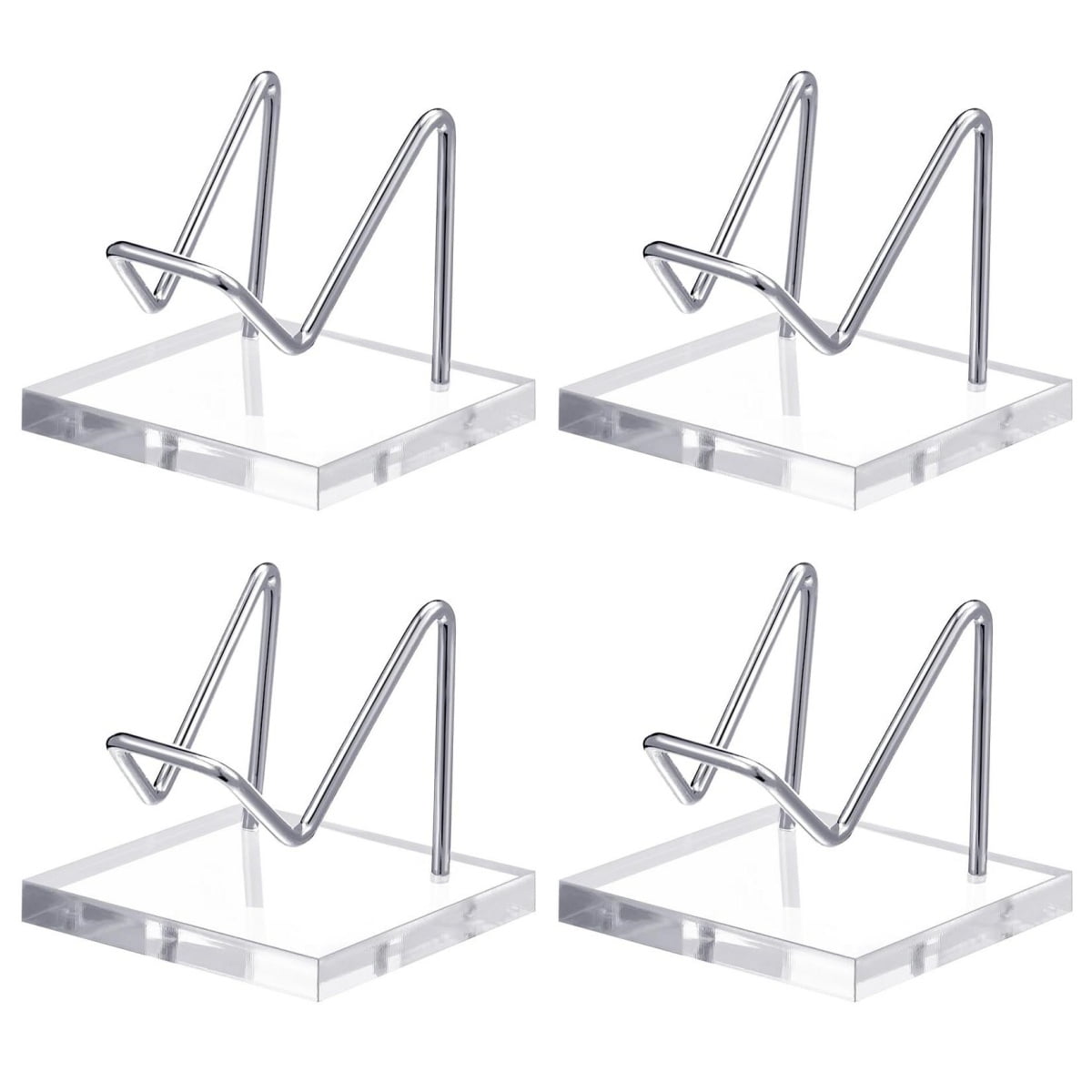 Trianu 4 Pcs Acrylic Stone Display Stand with Silver Metal Arm Display ...