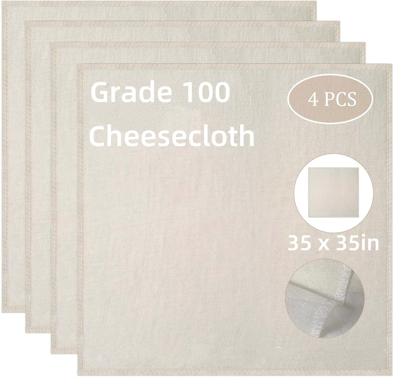 Trianu 4 Pcs Cheesecloth, Grade 100 Hemmed Cheese Cloths for Straining ...