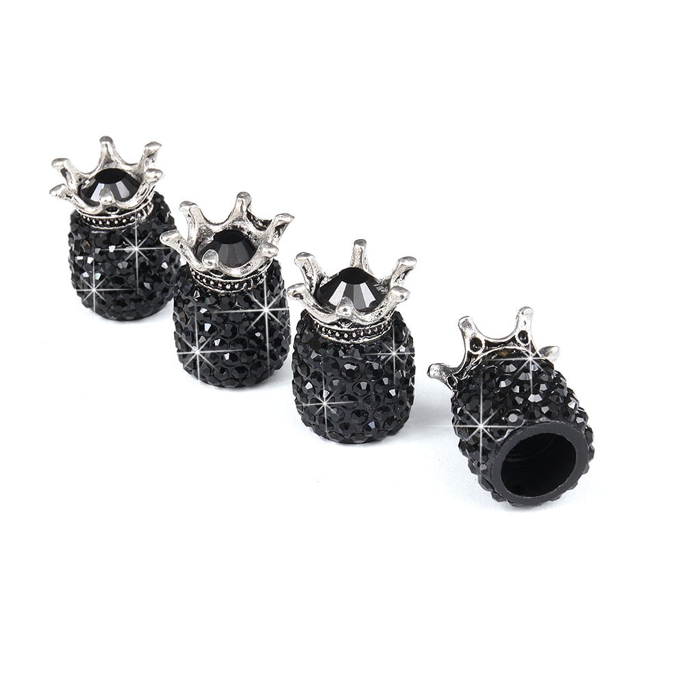 Trianu 4 Pcs Crown Tire Valve Stem Caps Bling Handmade Crystal ...