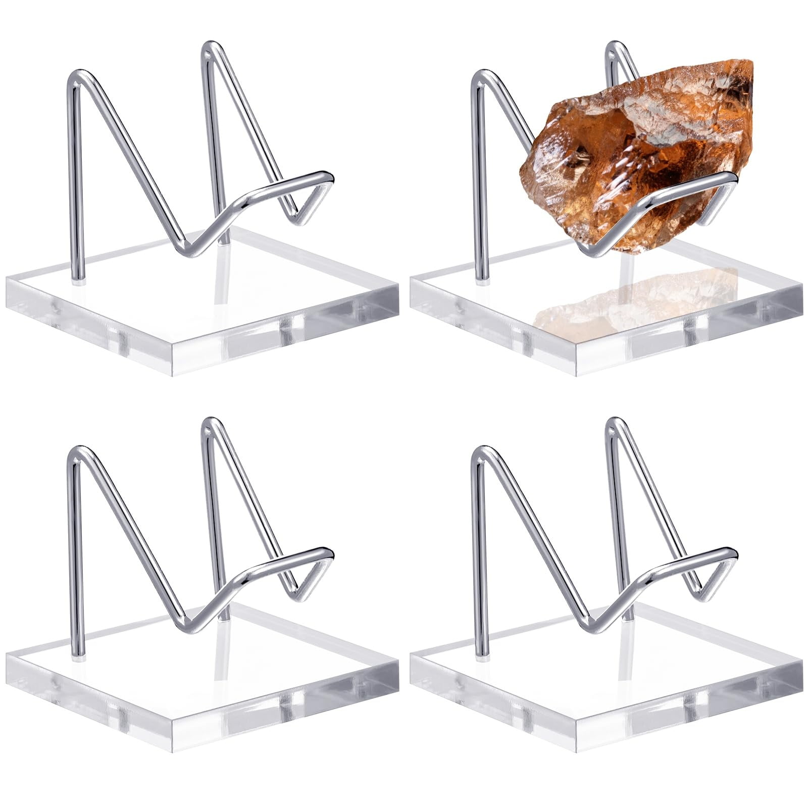 Trianu 4 Pcs Rock Display Stand, Clear Display Easel Stands Pedestal ...