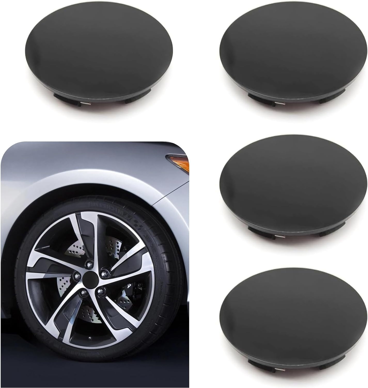 Trianu 4Pcs Car Wheel Center Caps, Snap-On Wheel Hub Center Caps ...