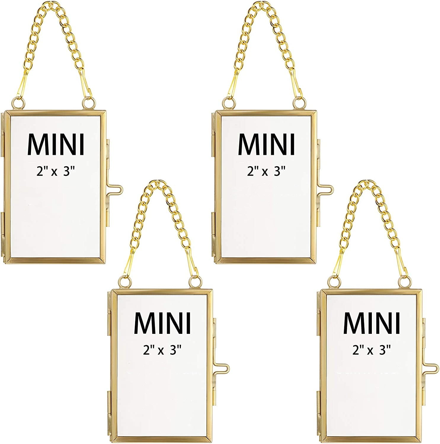 Trianu 4Pcs Pressed Flower Glass Picture Frames 2 x 3inch Golden ...