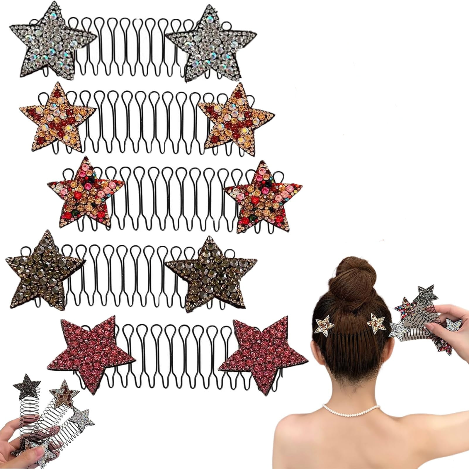 Trianu 5 Pcs Invisible Star Hair Clip, Stretchable Invisible Hair Clips ...