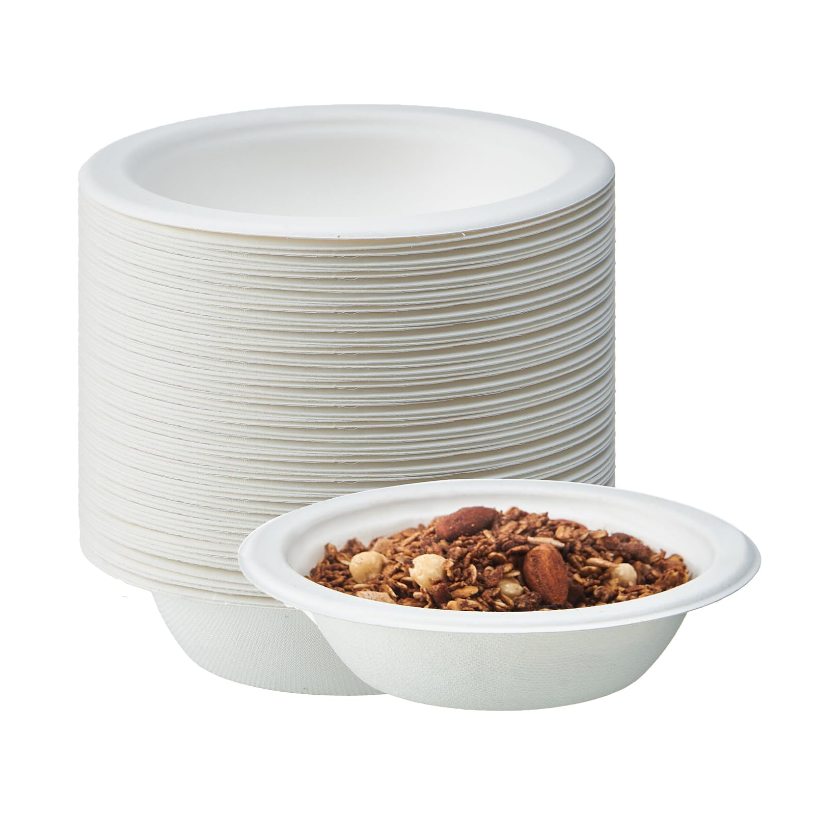Trianu 50Pcs Disposable Paper Bowls,12oz Party Paper Bowls, Natural ...