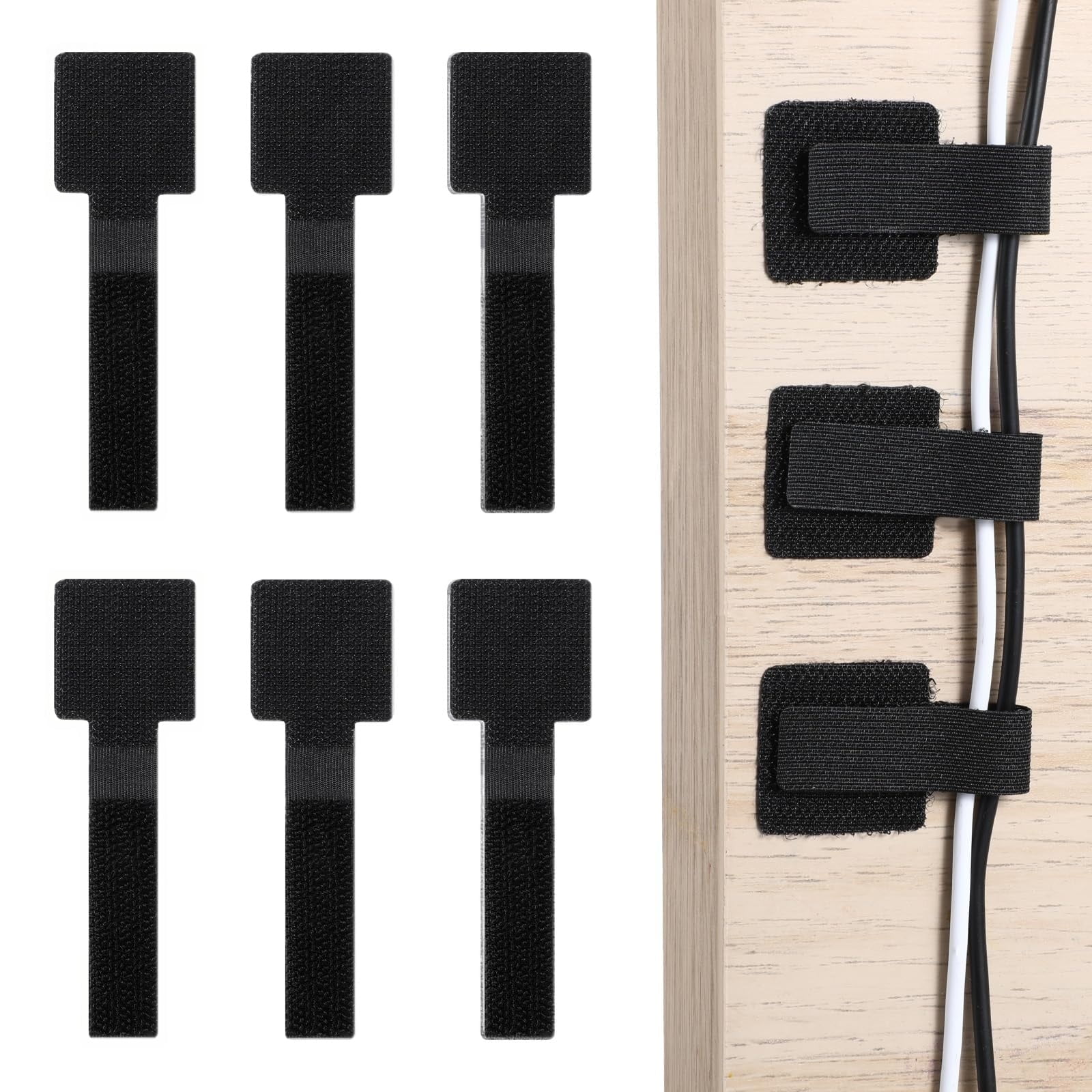 Trianu 50Pcs Hook and Loop Cable Ties, Self Adhesive Wire Management ...