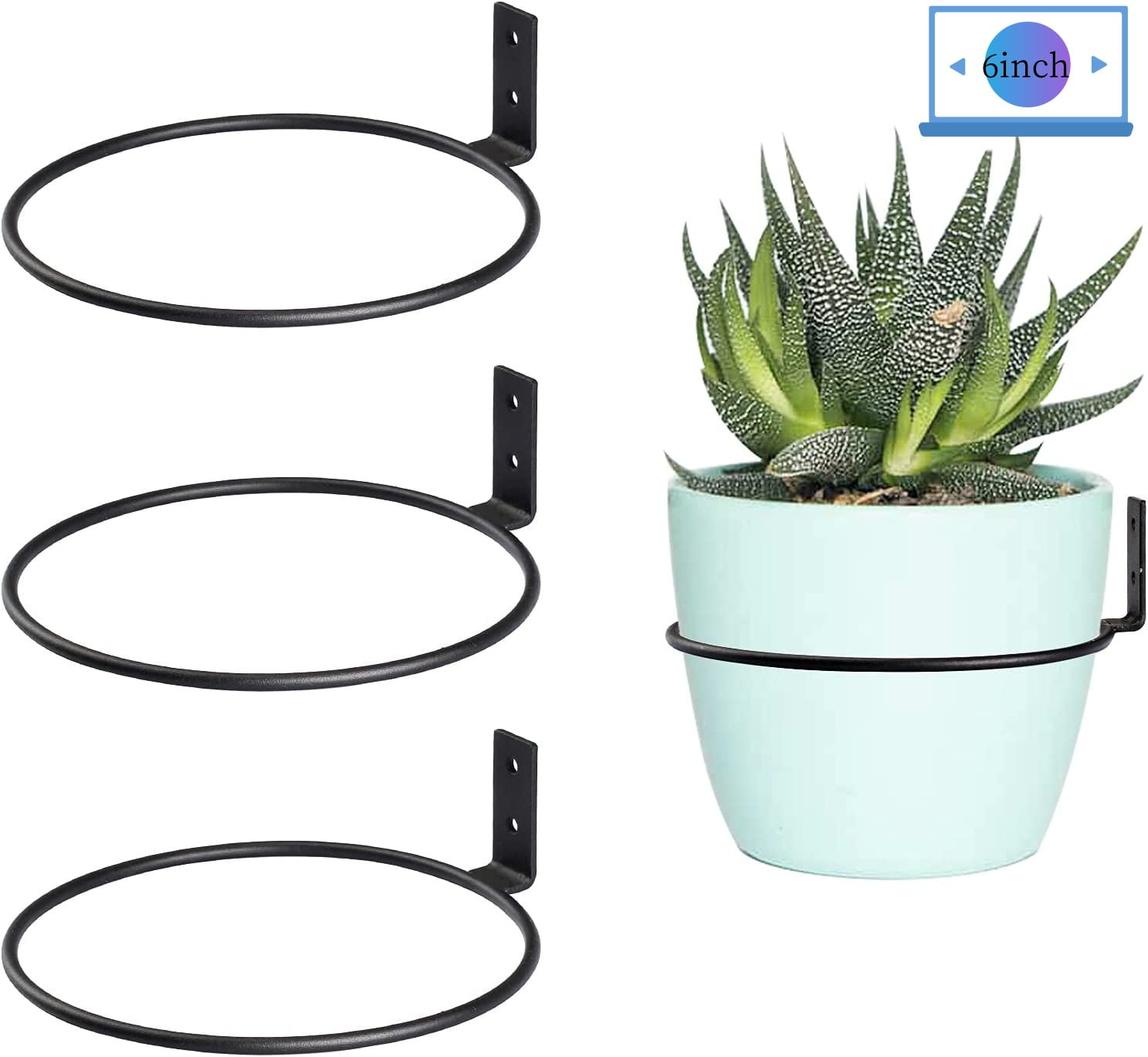Trianu 6" Flower Pot Holders, 3 Pack Heavy Duty Flower Pot Ring Wall ...