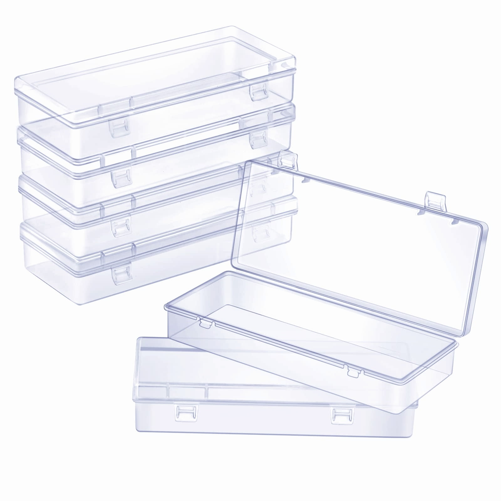 Trianu 6 Pack Small Plastic Storage Containers with Hinged Lids, 6.1 x ...