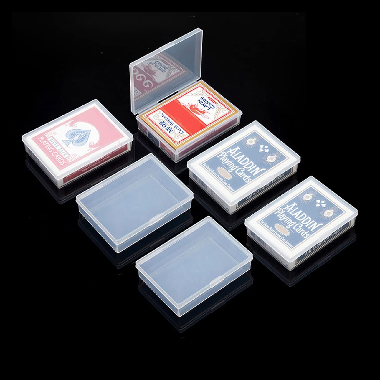 Trianu 6 Pcs Clear Playing Card Deck Boxes Empty Plastic Storage Box ...
