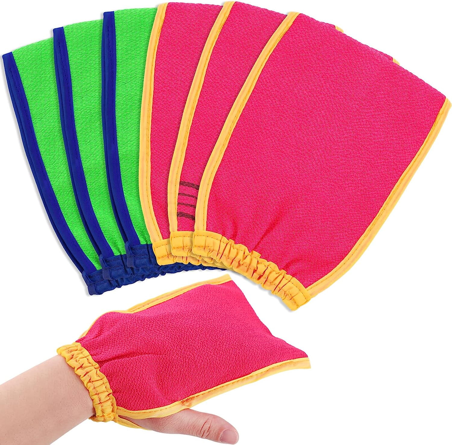Trianu 6 Pcs Korean Exfoliating Mitt, Exfoliating Washcloth, Colorful ...