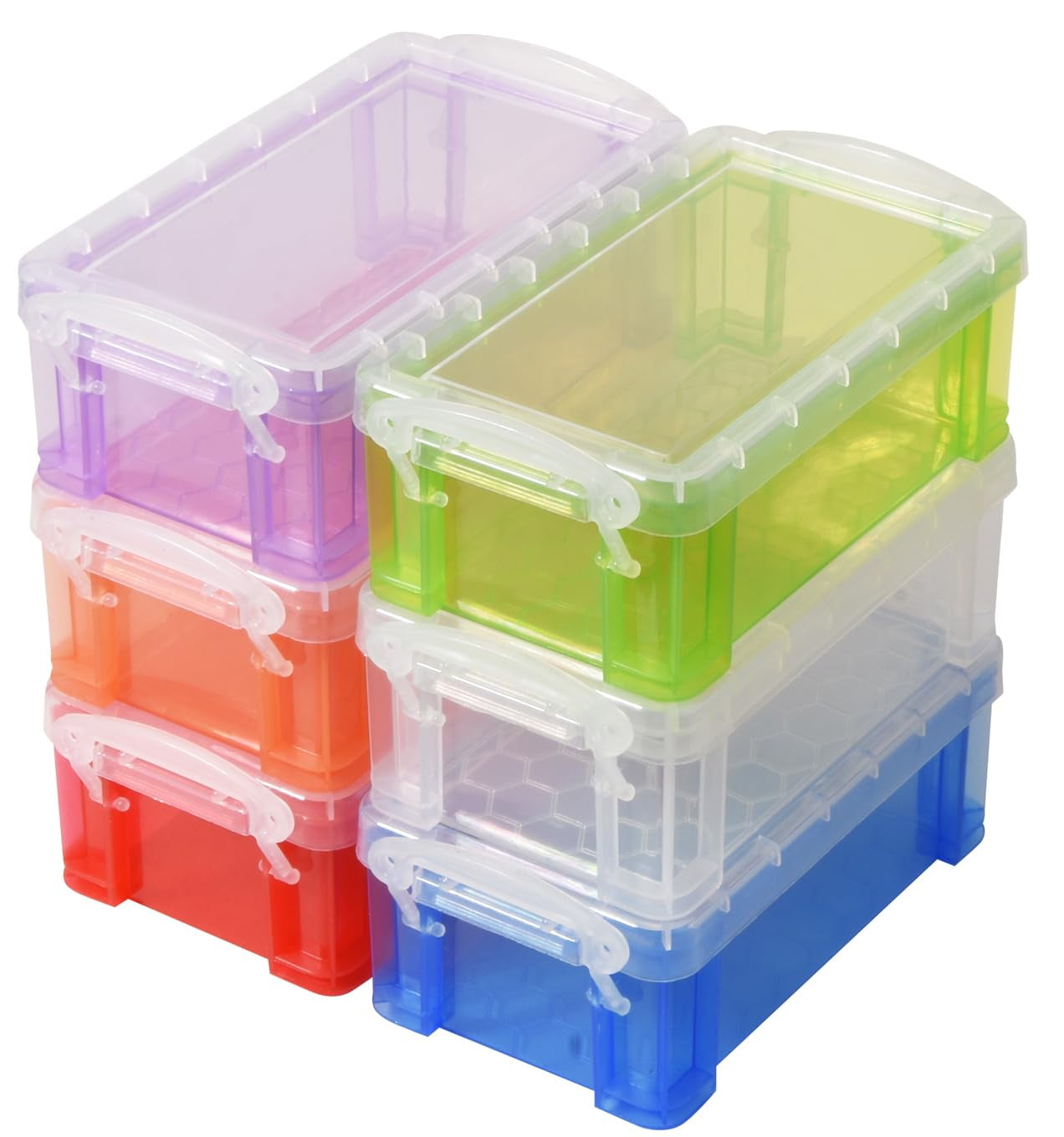 Trianu 6 Pcs Small Plastic Box, Stackable Mini Storage Box with Lid ...