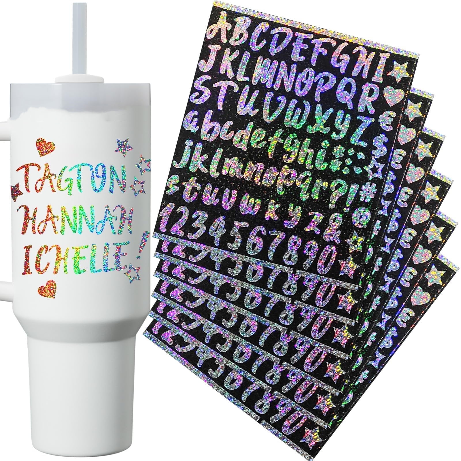 Trianu 6 Sheets Vinyl Letter Stickers for Cups, Waterproof Alphabet ...