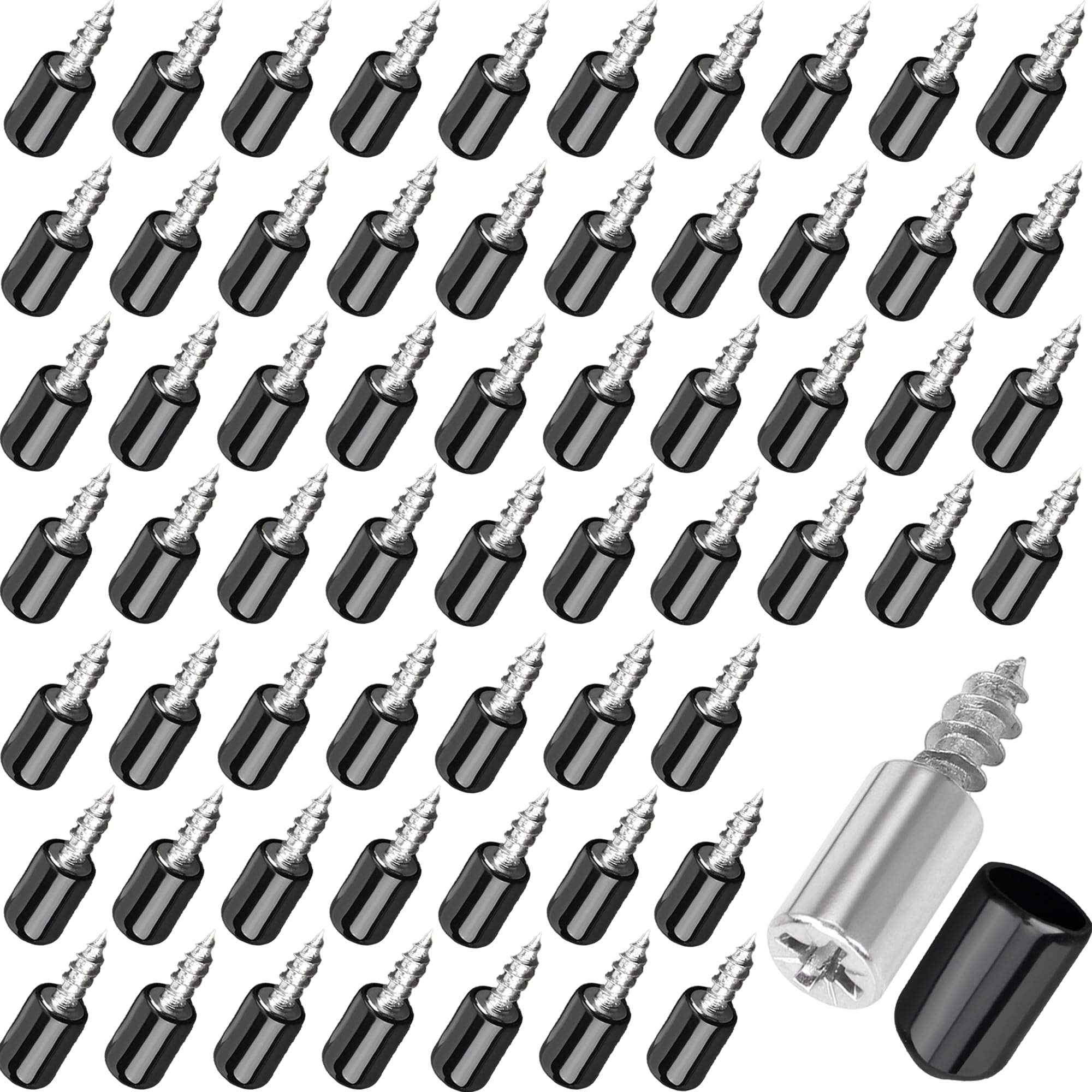 Trianu 60Pcs Shelf Pegs Self Tapping Screw Support Pegs with Black Non ...
