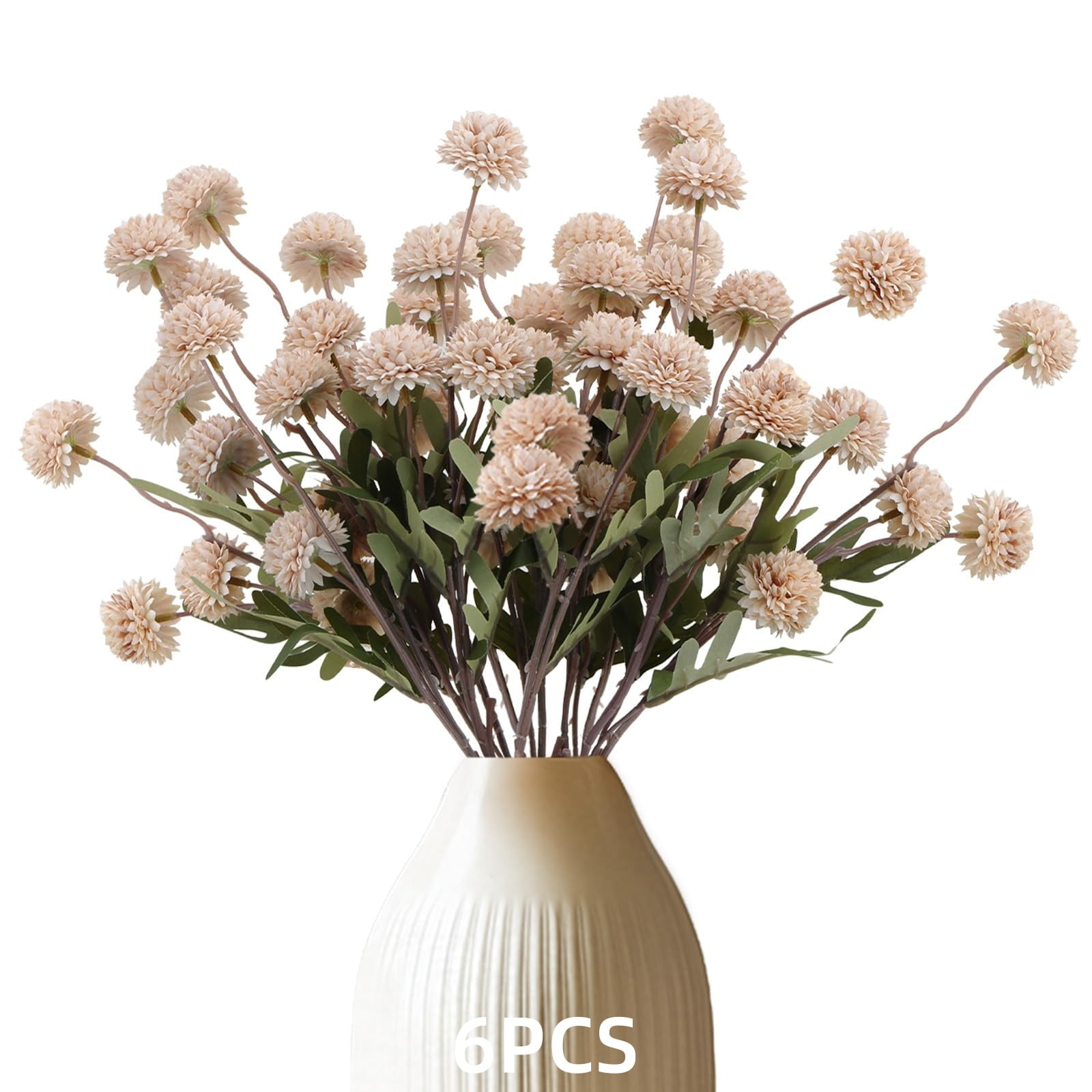 Trianu 6Pcs Artificial Silk Pompon Mum Flowers, Fake Small ...