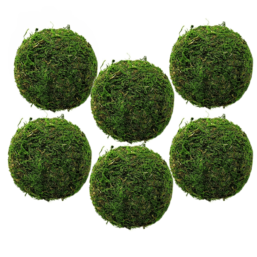 Trianu 6Pcs Decorative Moss Balls, 3.5" Green Dried Moss Spheres Ball ...