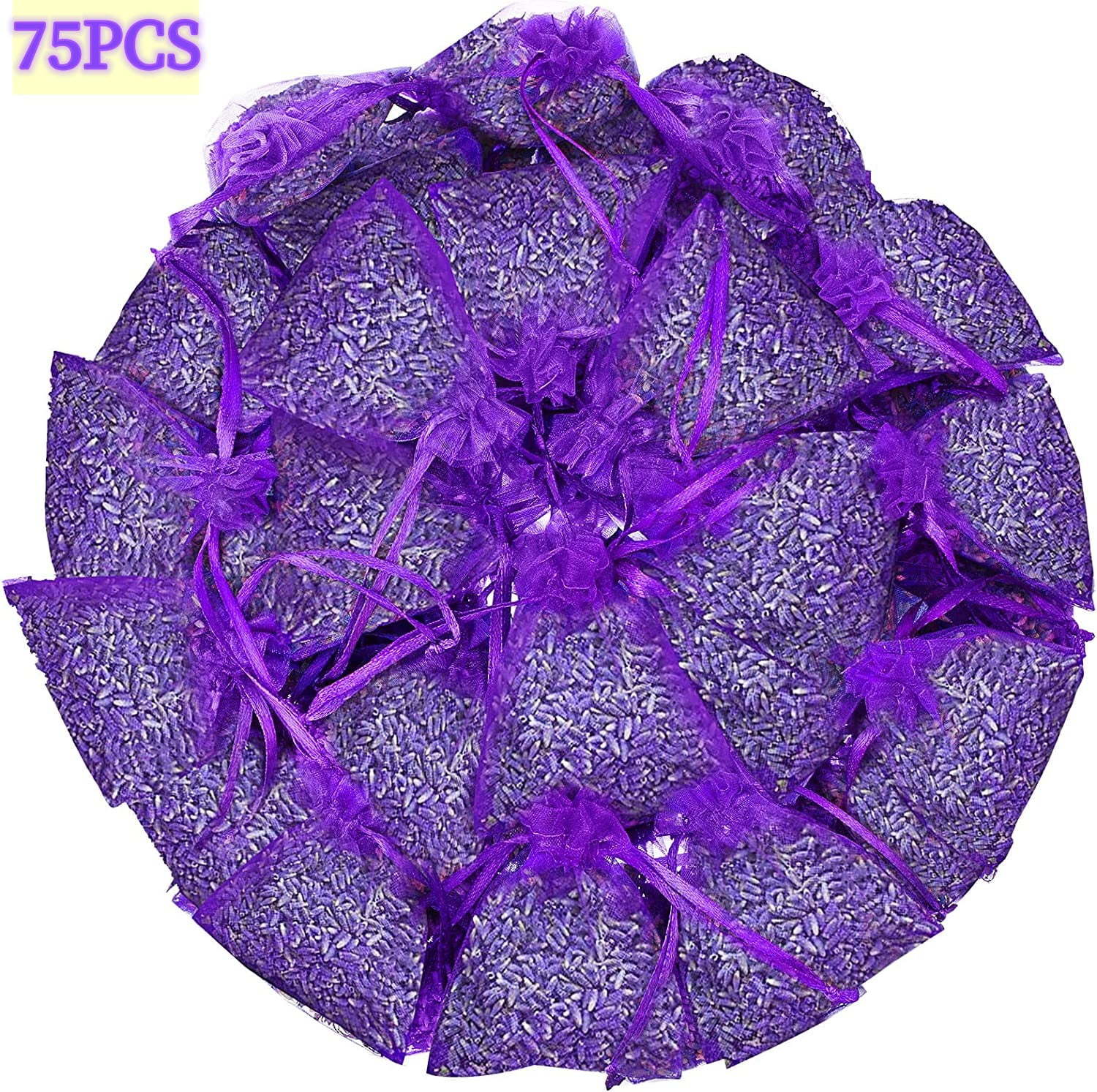 Trianu 75 Pack French Dried Lavender Sachet Lavender Flower Bags Long ...