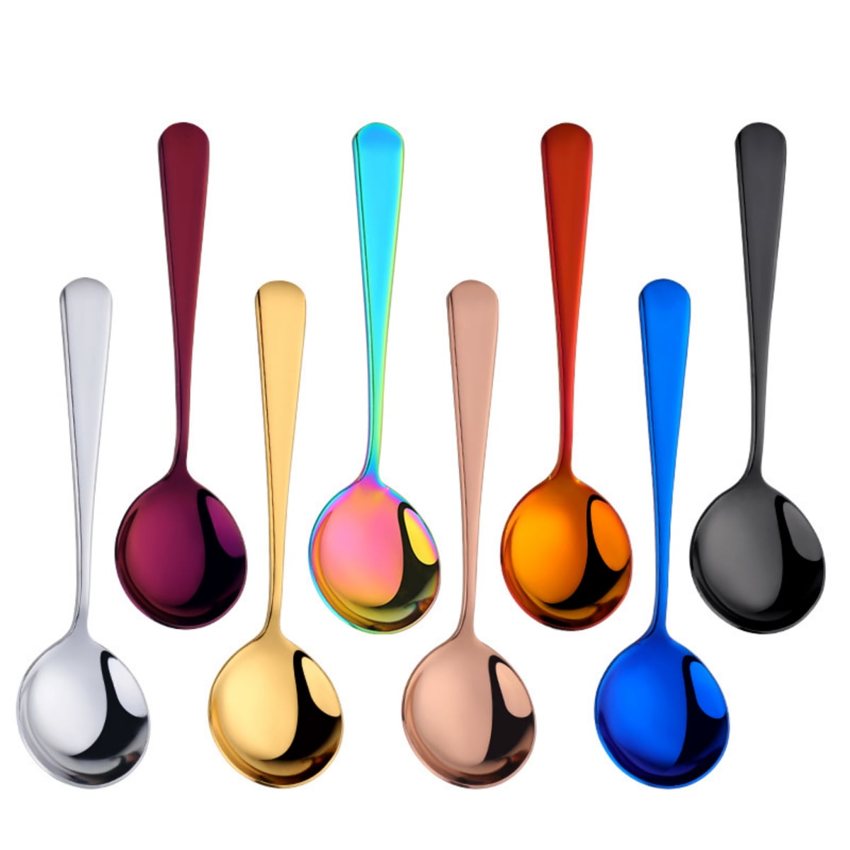 Trianu 8 Pcs Soup Bouillon Cereal Spoon, Stainless Steel Silverware ...