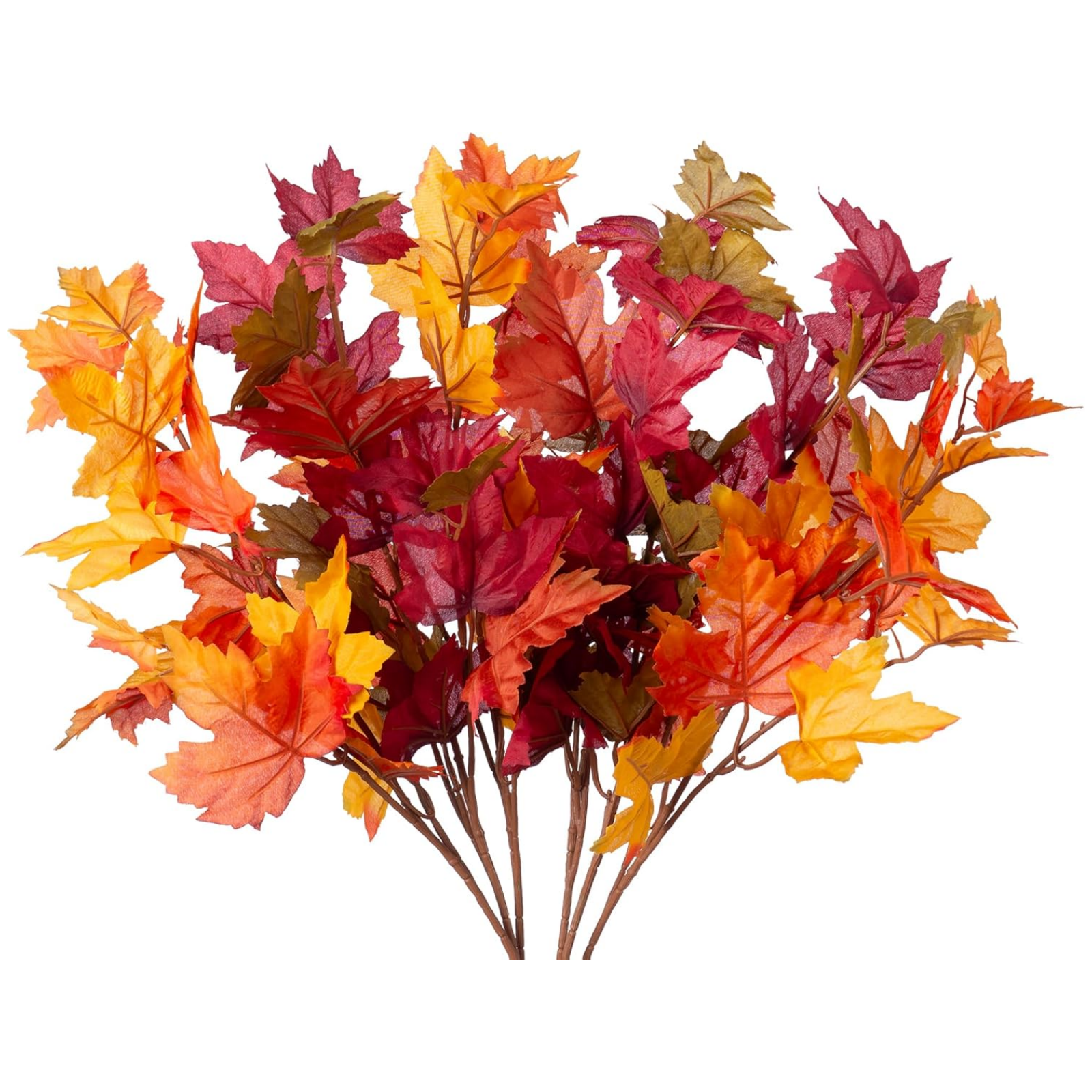 Trianu 8Pcs Artificial Maple Leaves Branches Faux Fall Fake Autumn ...