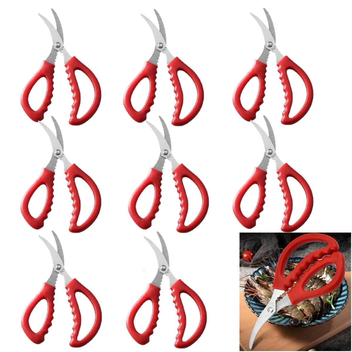 Trianu 8Pcs Seafood Scissors Crab Scissors Seafood Shears ...