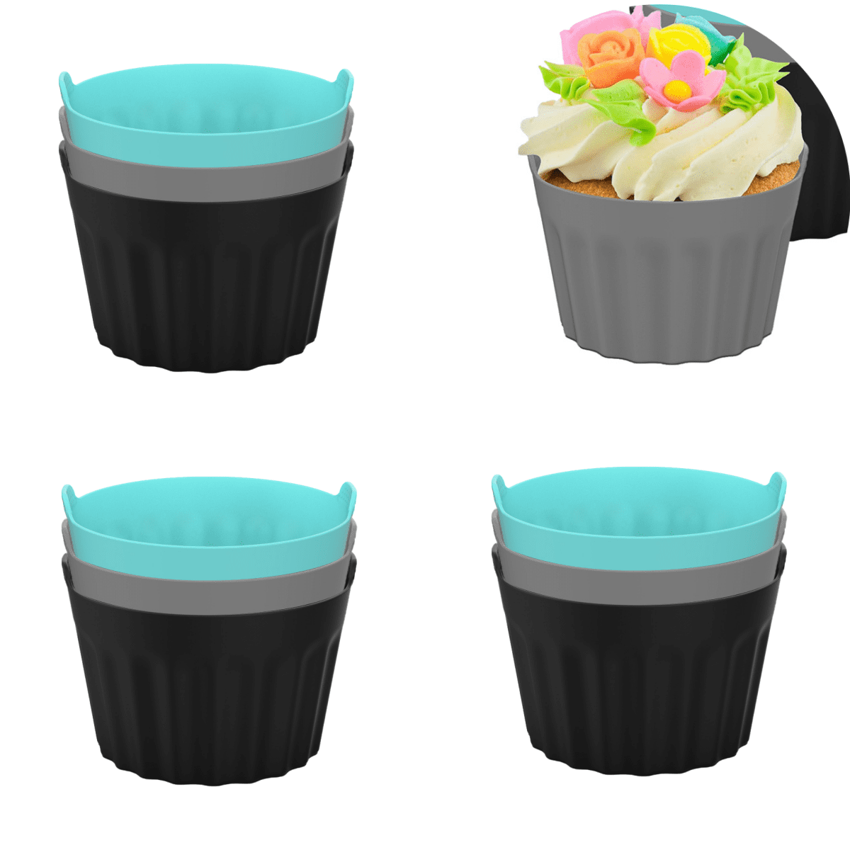 Trianu 9Pcs Air Fryer Egg Poacher Cups, Silicone Egg Poacher Cups, Egg ...