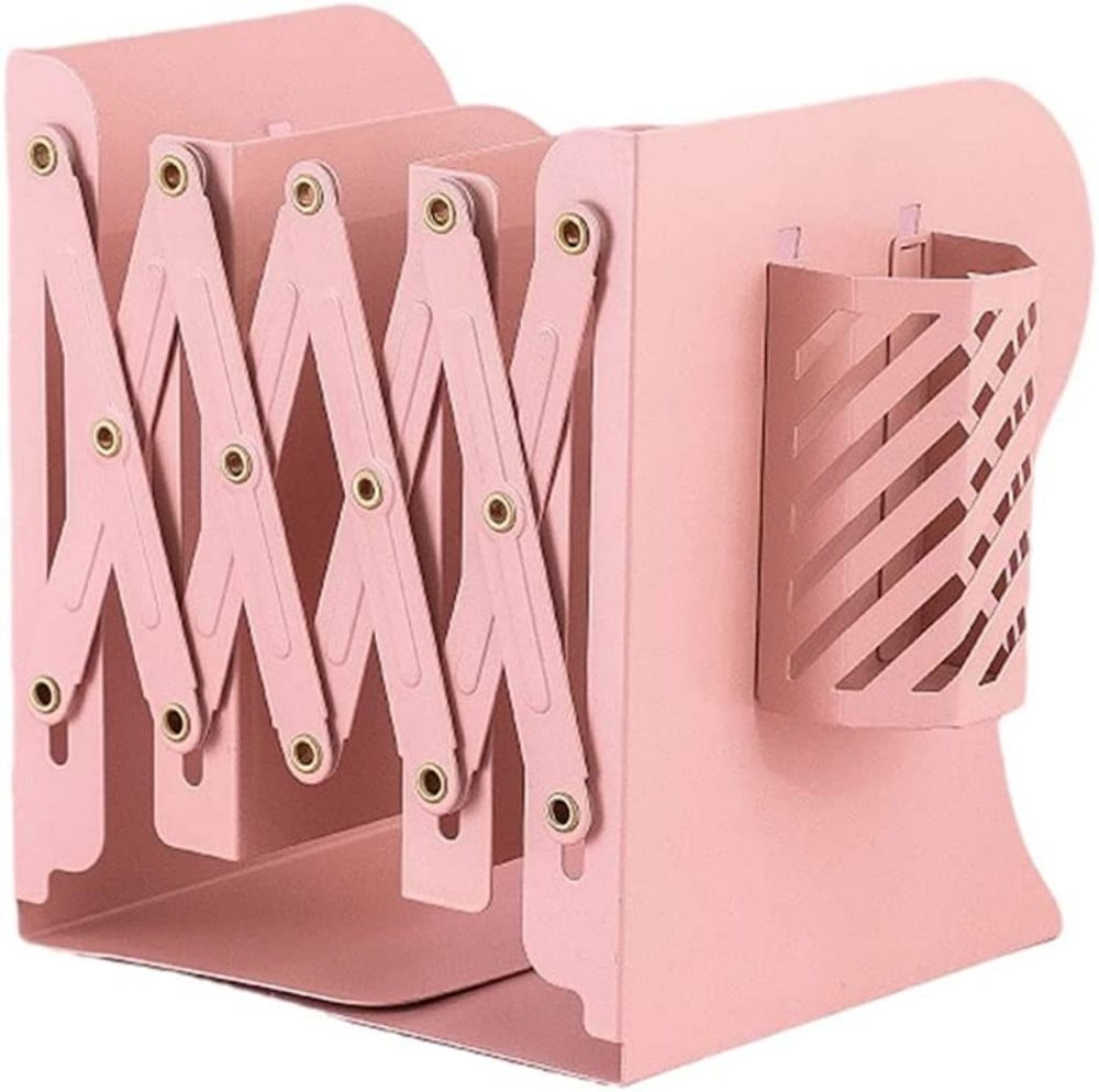 Trianu Adjustable Desk Storage Bookends with Pen Holder, 2-in-1 Bookend ...