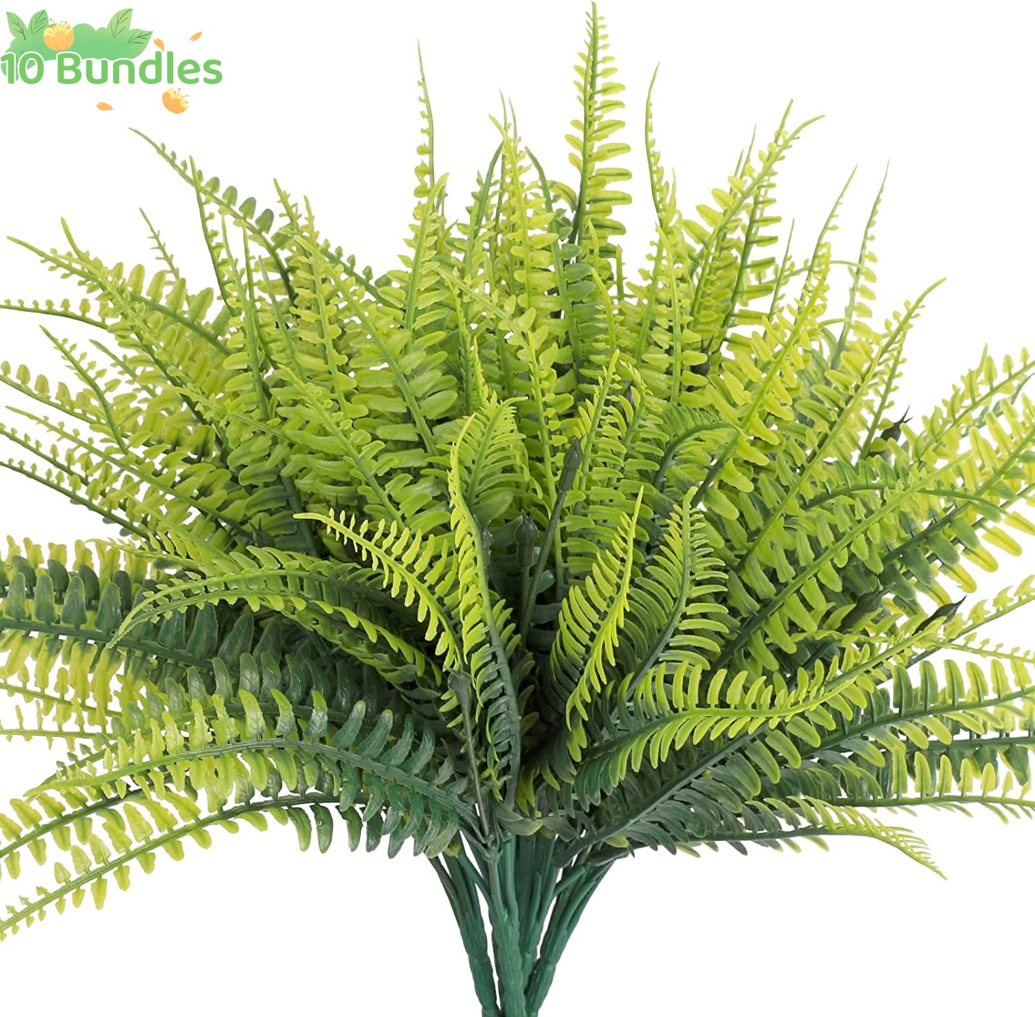 Trianu Artificial Ferns Plants Bushes 10 Bundles Fake Boston Fern ...