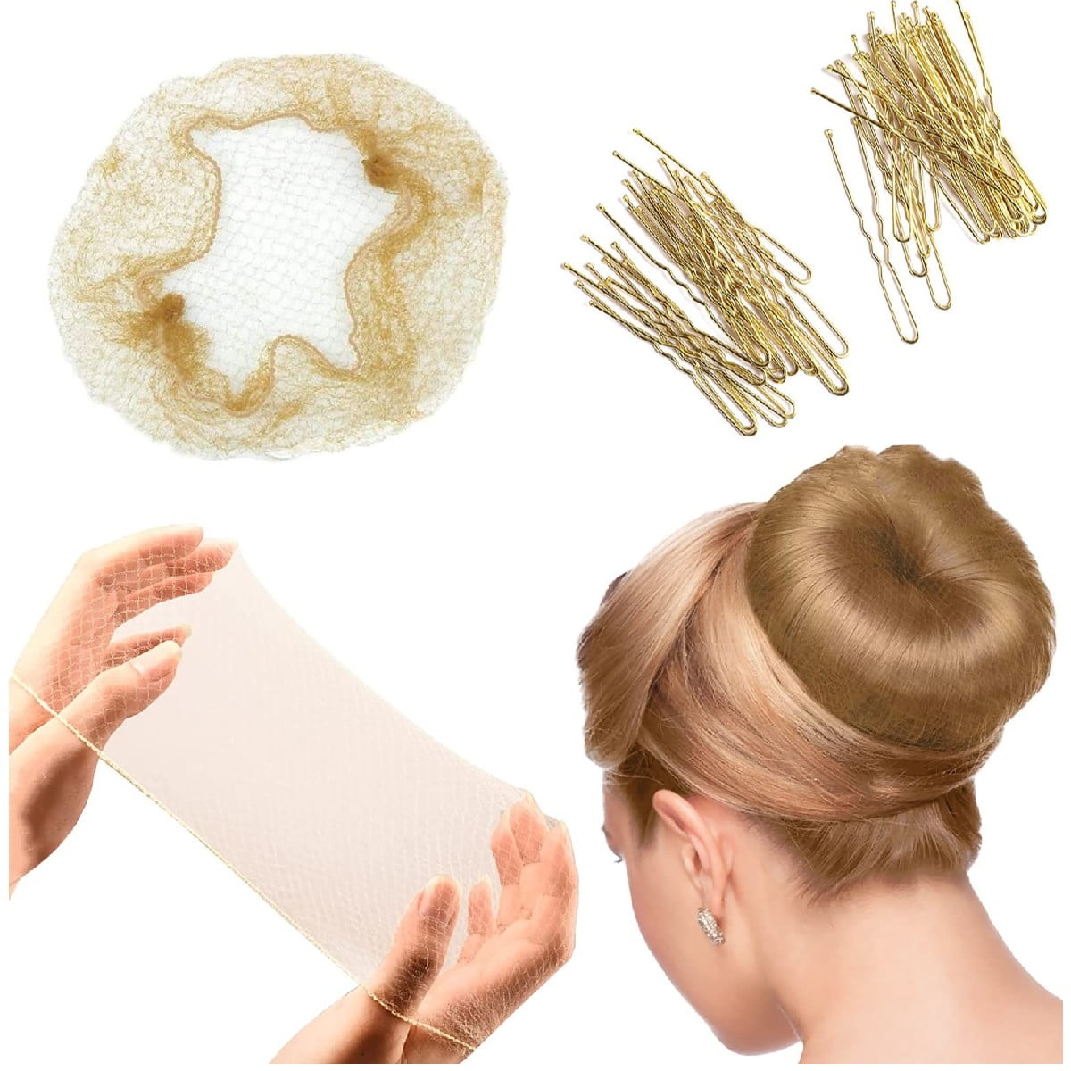 Trianu Ballet Hair Bun Cover, 50 Pcs 20in Nylon Invisible Hairnet ...