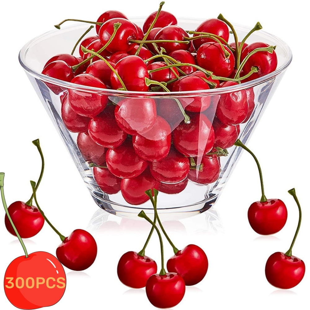 Trianu Decorative Fruit Cherries 300 Pcs, Artificial Lifelike ...