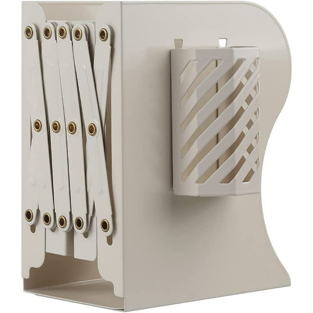 Trianu Expandable Metal Bookend, Telescopic Book Rack with Pen Holder ...