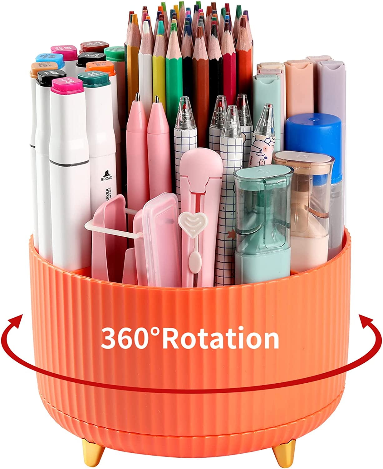 Trianu Pencil Holder for Desk, 360 Degree Rotating Pen Holder, Plastic ...