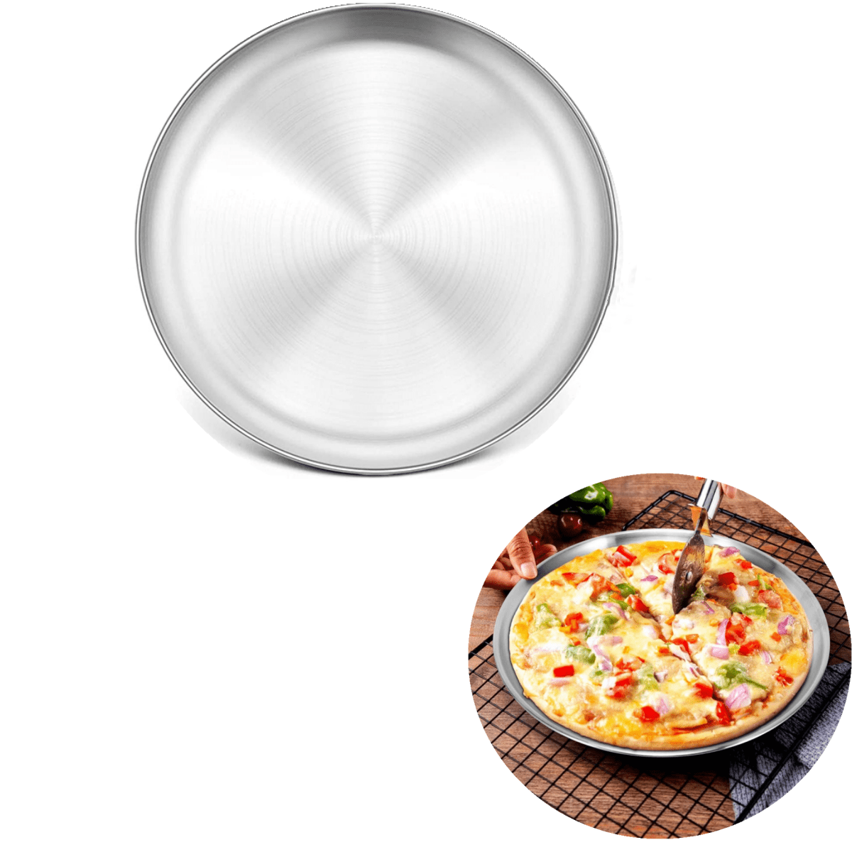 Trianu Pizza Baking Pan Pizza Tray 12 inch Aluminum Pizza Pan Round ...