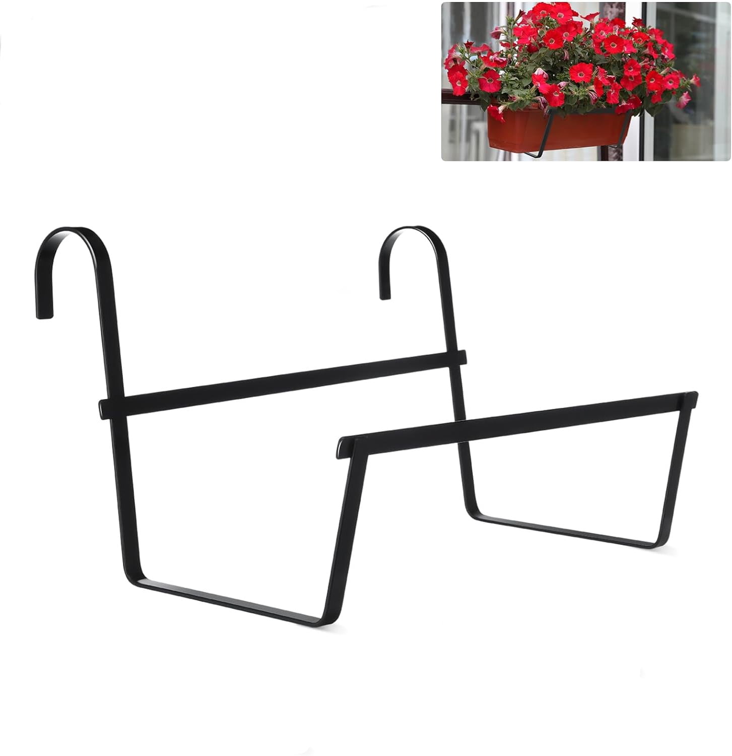 Trianu Railing Flower Box Holder Metal Flower Pot Stand Hanging Railing ...