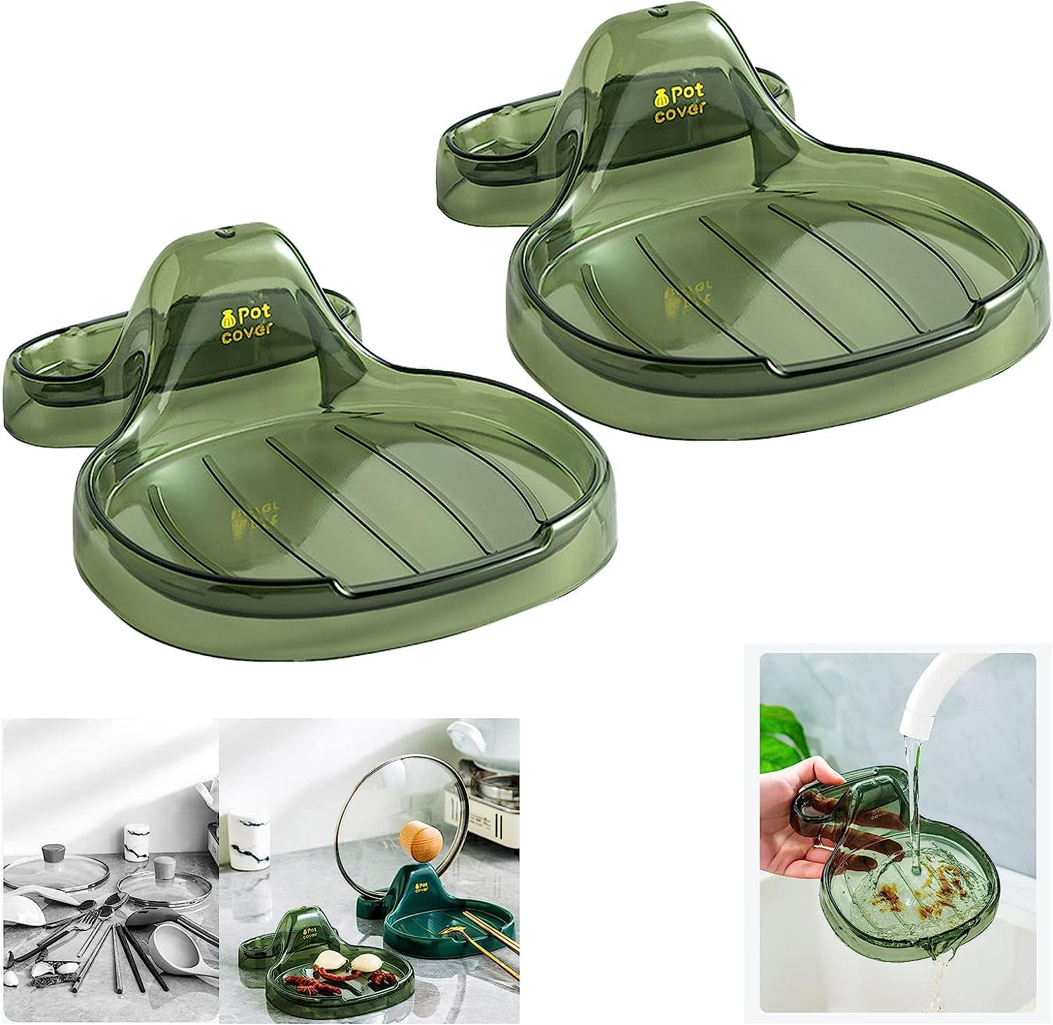 Trianu Spoon Rest with Lid Holder for Stove Top, 2 Pack Spatula Ladle ...